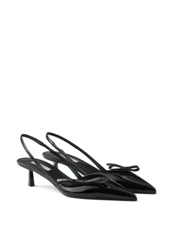Prada Bow Slingback Leather Pumps - Black
