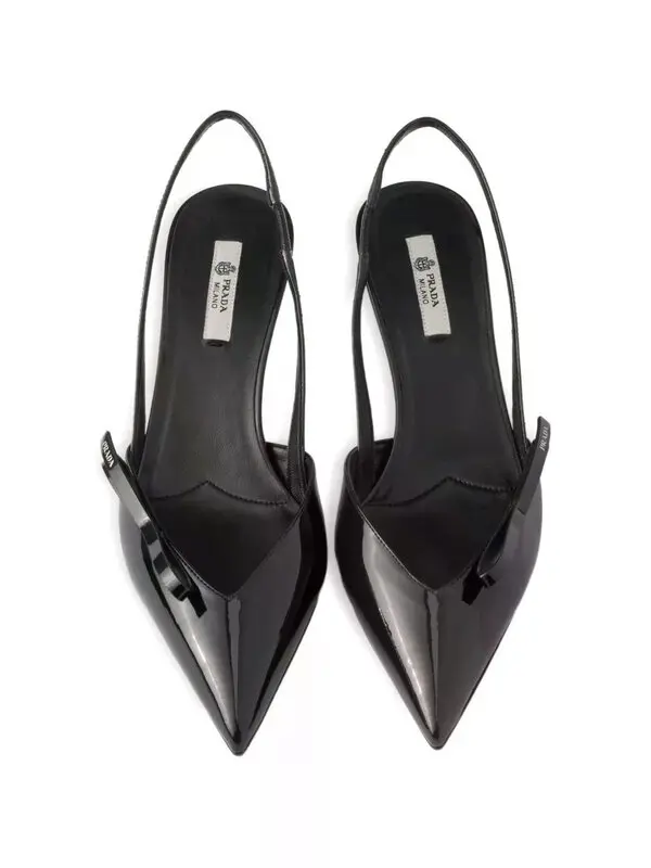 Prada Bow Slingback Leather Pumps - Black