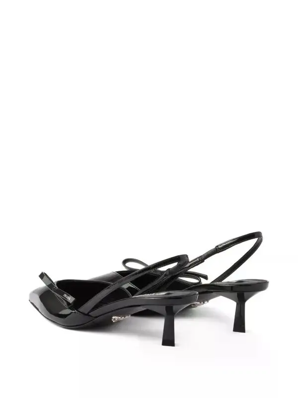 Prada Bow Slingback Leather Pumps - Black