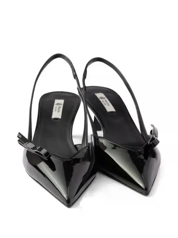 Prada Bow Slingback Leather Pumps - Black