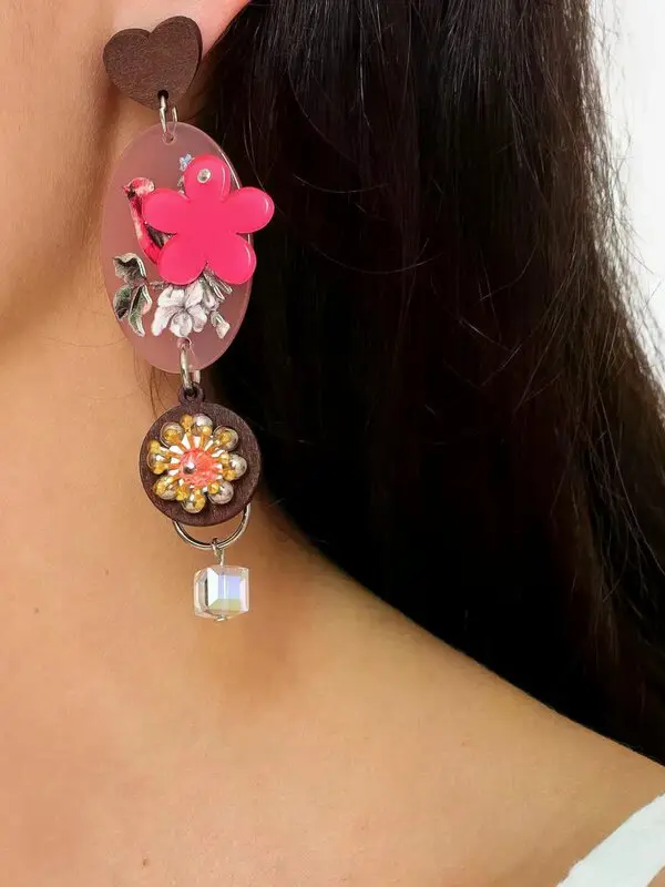 AMIR SLAMA Heart-motif Asymmetric Drop Earrings
