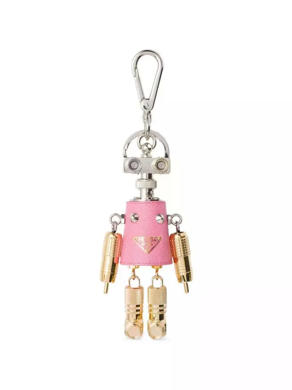 Prada Robot Saffiano Leather Keyring Charm - Pink