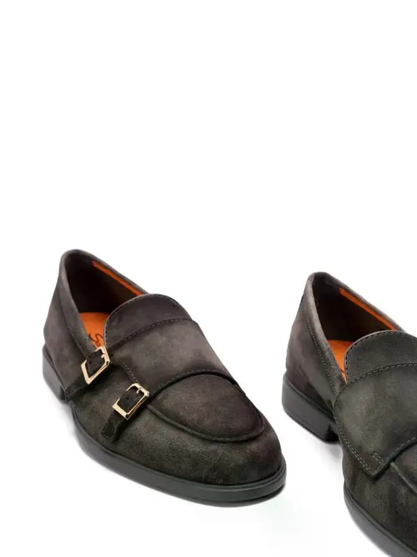 Santoni Buckled Suede Loafers