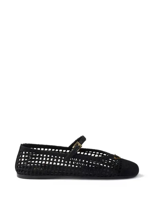 Prada Crochet Ballerina Flats - Black
