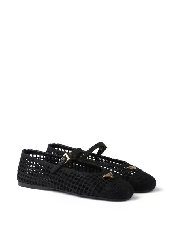 Prada Crochet Ballerina Flats - Black
