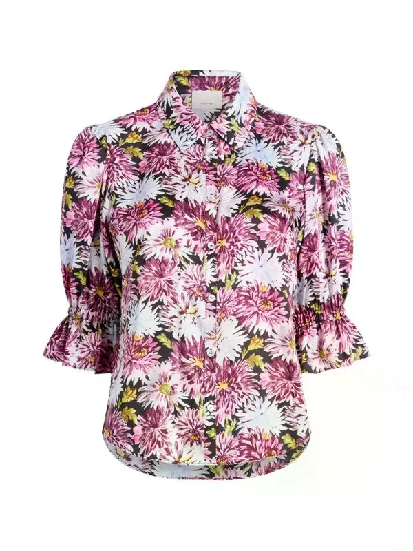 Cinq À Sept Dahlia Print Ruffled Top