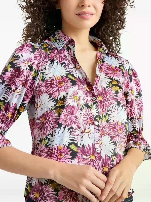 Cinq À Sept Dahlia Print Ruffled Top