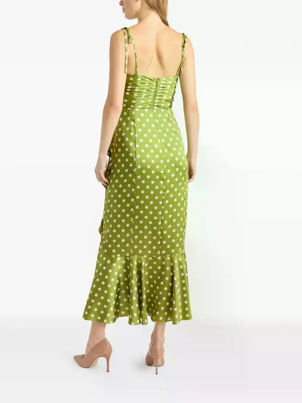 Cinq  Sept Polka Dot Ruffled Dress - Green