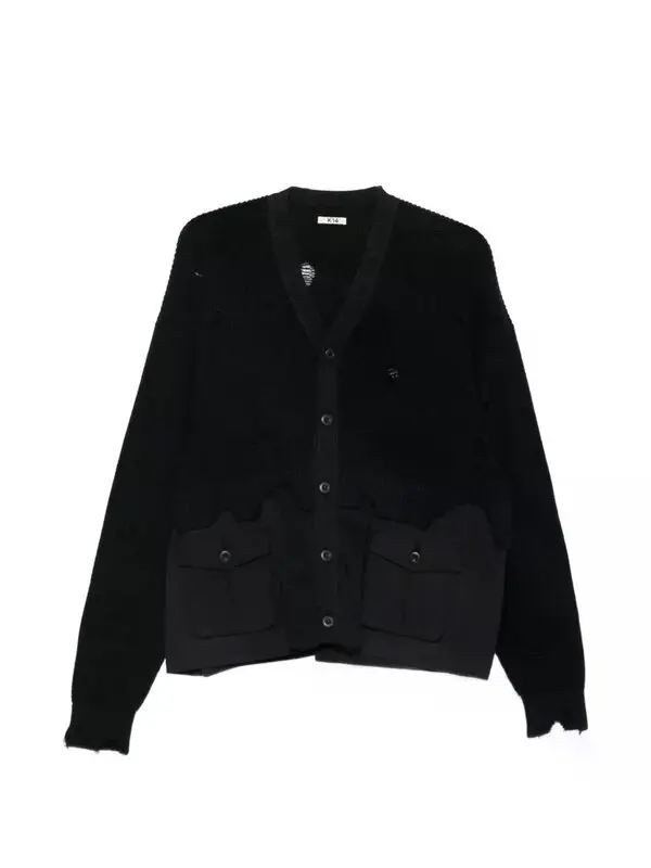 KHOKI Distressed Pocket Cardigan - Black