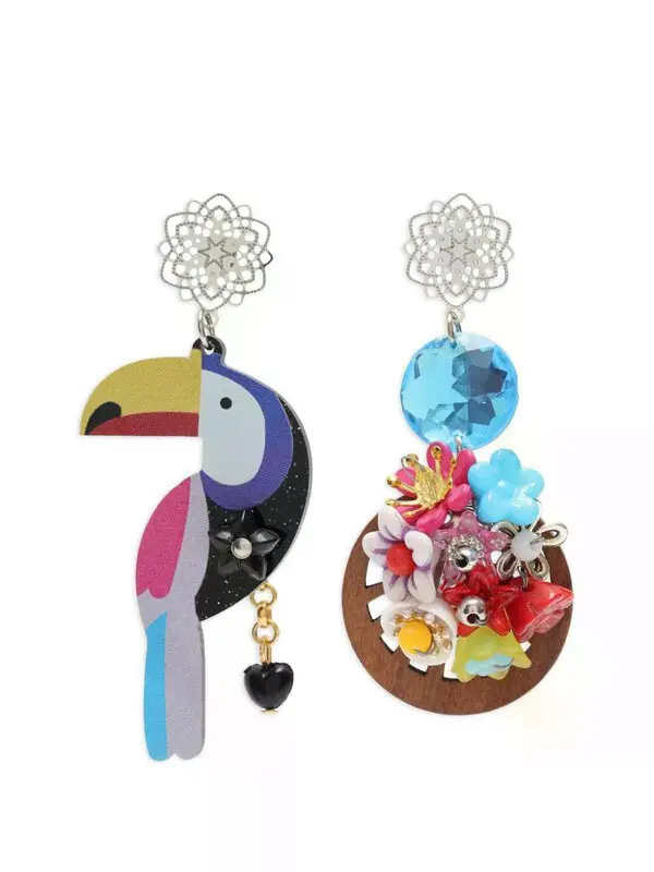 AMIR SLAMA Toucan-motif Drop Earrings - Silver