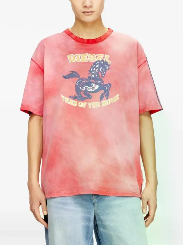 DIESEL® Year Of The Horses Print T-shirt - Red