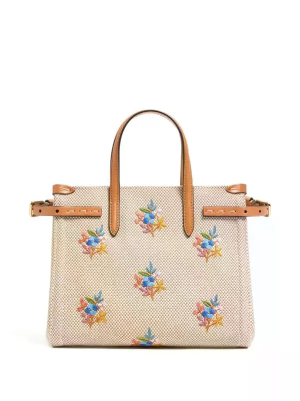 Valentino Garavani Antibes Small Canvas Shopping Bag With Embroidery - Neutrals