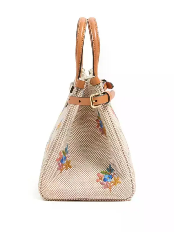 Valentino Garavani Antibes Small Canvas Shopping Bag With Embroidery - Neutrals
