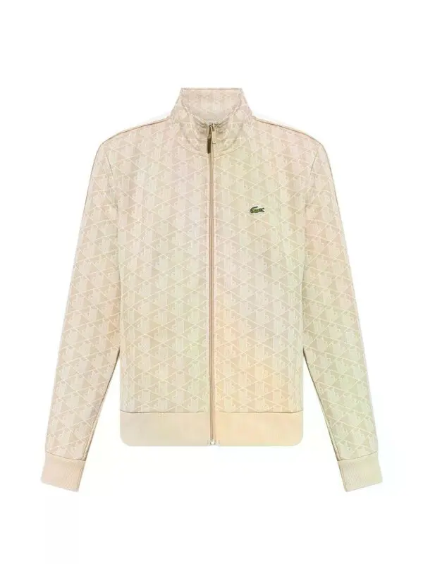 Lacoste Patterned Zip-up Sweatshirt - Neutrals