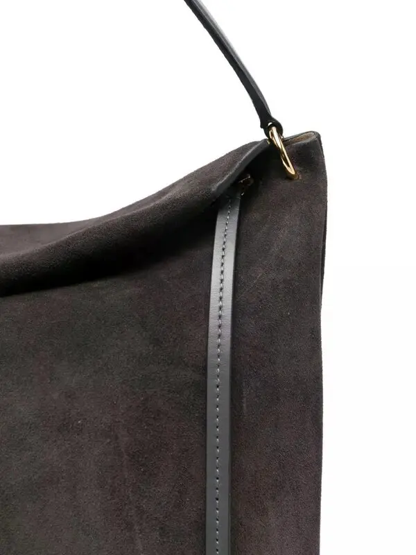 WANDLER Penelope Suede Shoulder Bag - Grey