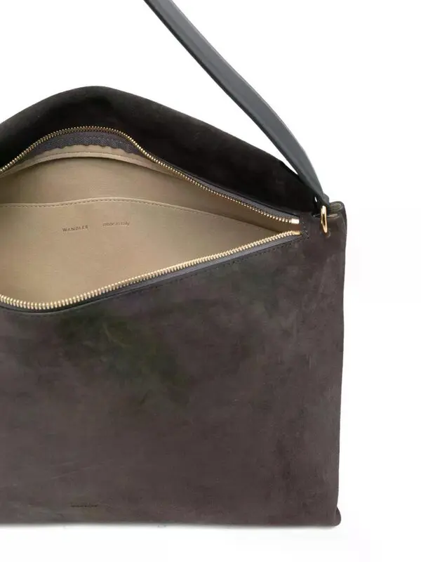 WANDLER Penelope Suede Shoulder Bag - Grey
