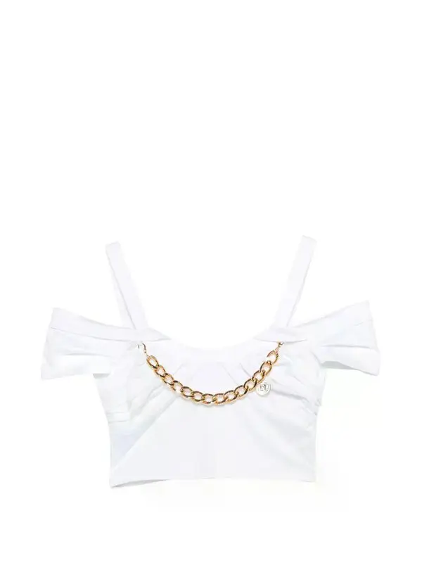 Elisabetta Franchi Chain Cold-shoulder Top - White