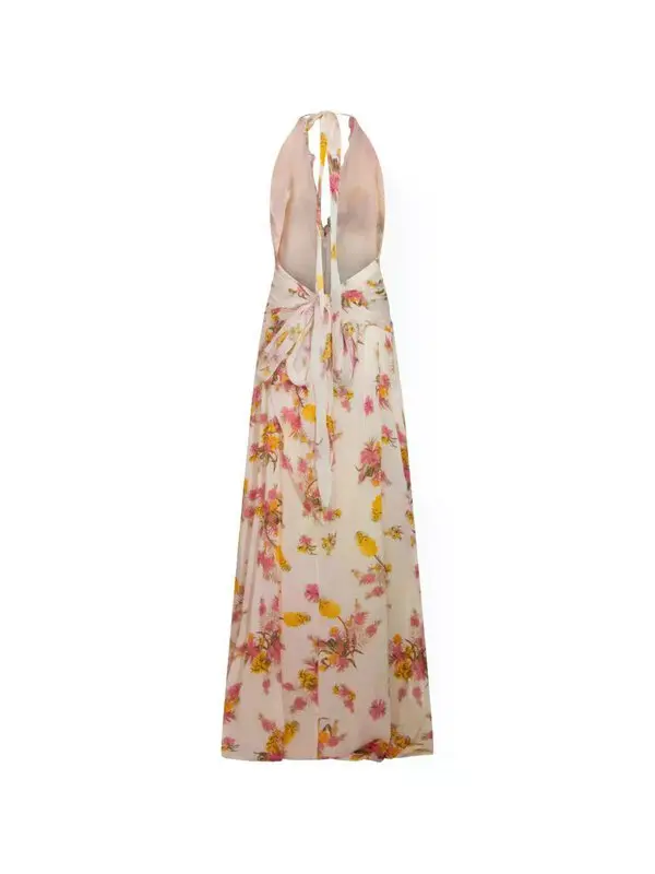 Blumarine Floral-print Dress With Ruffles - Neutrals