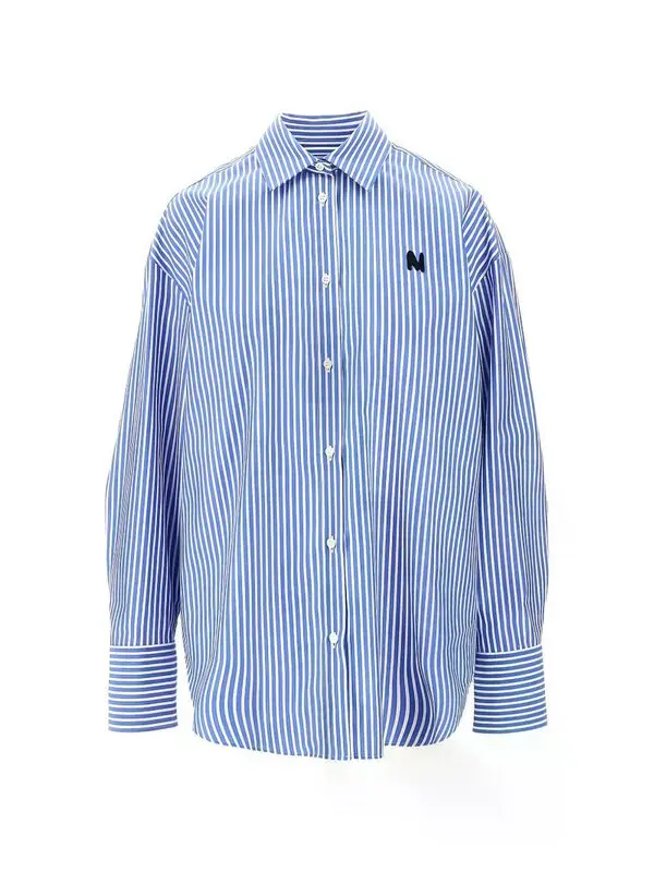 MSGM Striped Logo Shirt - Blue