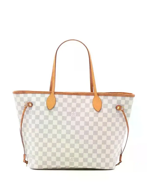 LOUIS VUITTON 2018 Damier Azur Neverfull Mm Tote Bag - White