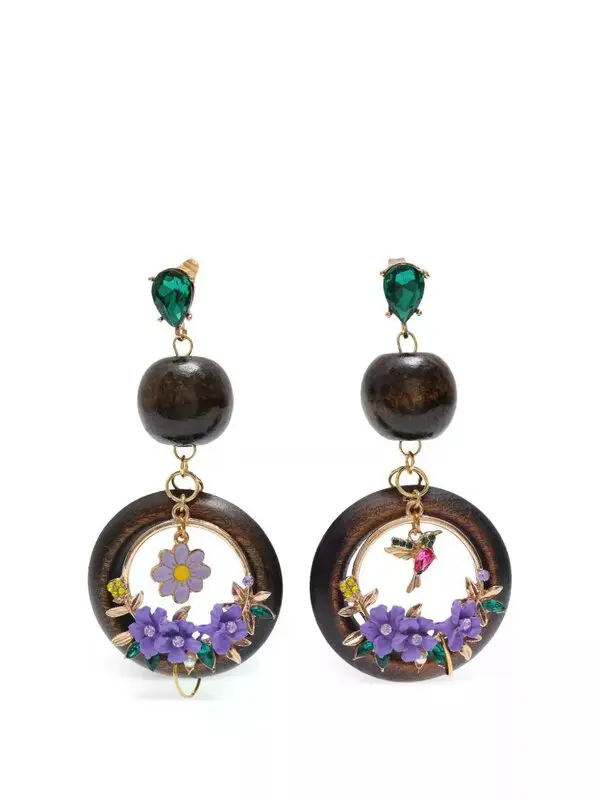 AMIR SLAMA Floral-embellished Drop Earrings - Gold