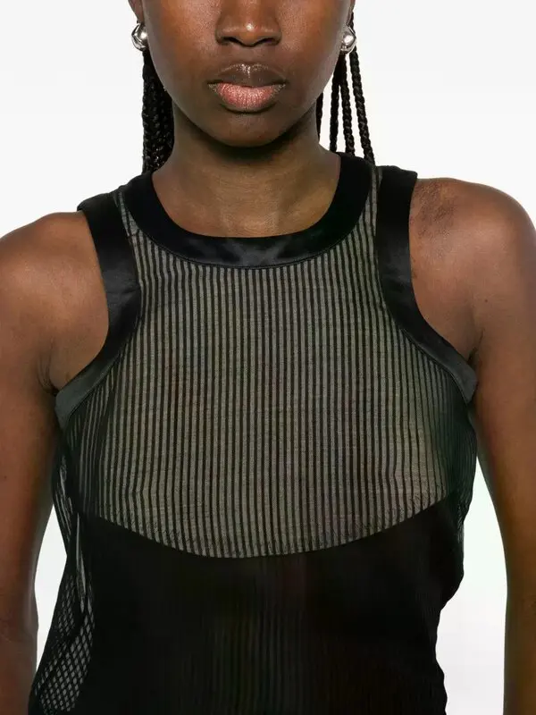 Sacai Striped Sleeveless Top - Grey