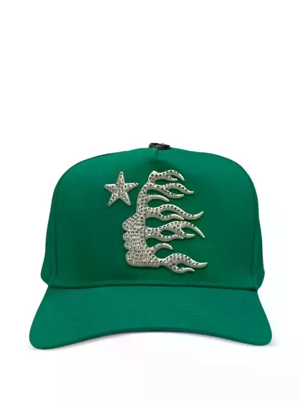 HELLSTAR Rhinestone Embellished Snapback Cap - Green