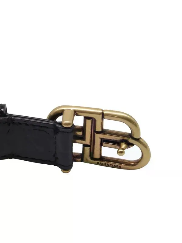 Balenciaga Black Croc-Embossed Leather Belt with Antique Gold BB Buckle BB croc-effect leather belt in black - Balenciaga | Mytheresa main image 3