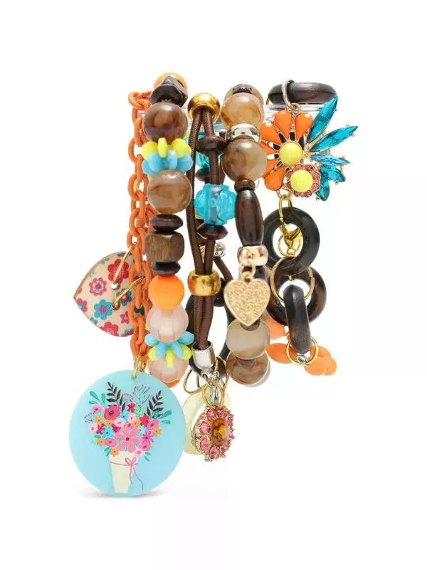 AMIR SLAMA Charm-detail Bracelet Set Of Five - Brown