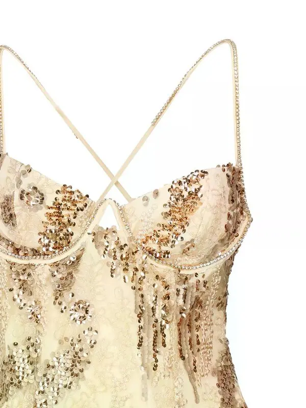 For Love & Lemons Opal Sequinned Mini Dress - Neutrals | Editorialist