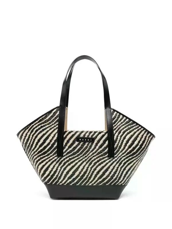 Marni Zebra-stripe Tote Bag - Black