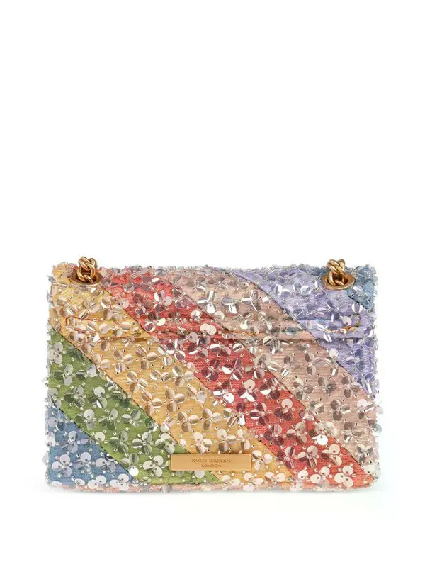 Kurt Geiger Mini Kensington Sequin-embellished Shoulder Bag - Blue
