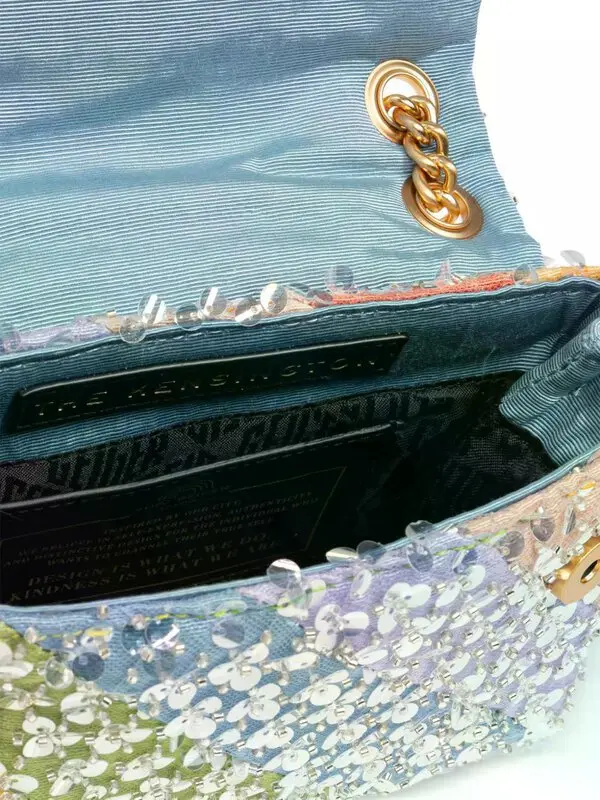 Kurt Geiger Mini Kensington Sequin-embellished Shoulder Bag - Blue