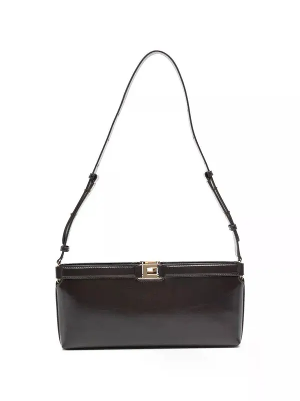 Elisabetta Franchi Naplak-effect Bag With Gold-tone Logo Detail - Brown