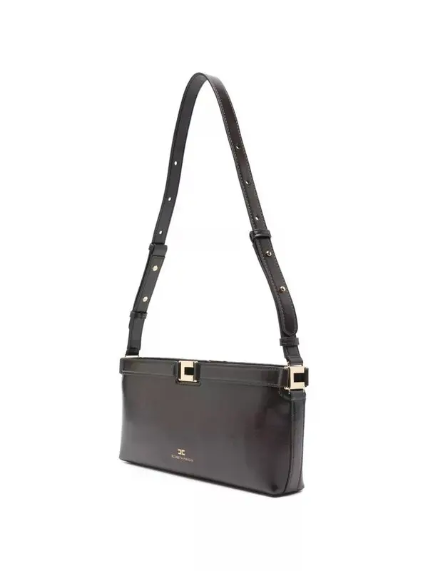 Elisabetta Franchi Naplak-effect Bag With Gold-tone Logo Detail - Brown