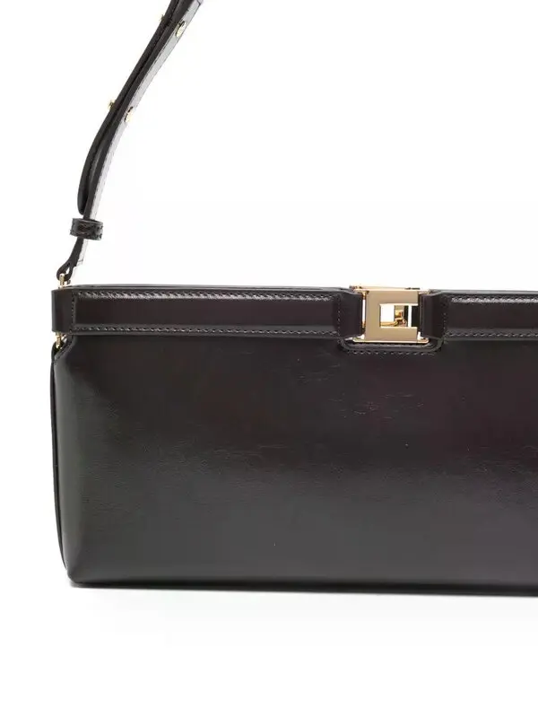 Elisabetta Franchi Naplak-effect Bag With Gold-tone Logo Detail - Brown