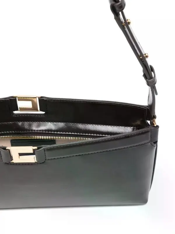 Elisabetta Franchi Naplak-effect Bag With Gold-tone Logo Detail - Brown