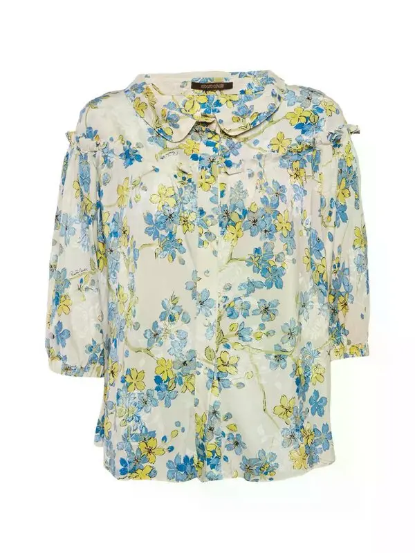 Roberto Cavalli Floral Ruffle Blouse
