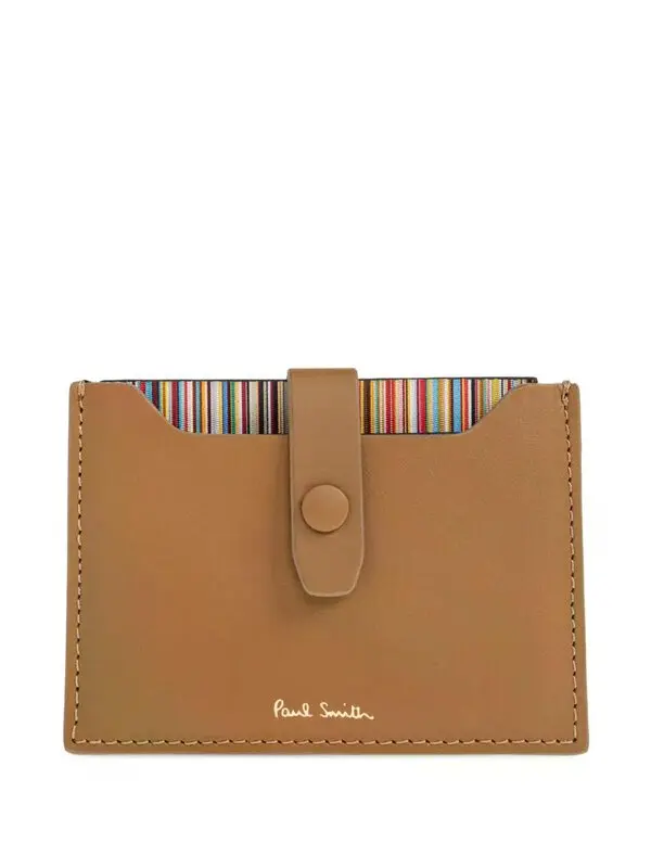Paul Smith Snap-button-closure Striped-detail Card Holder - Brown