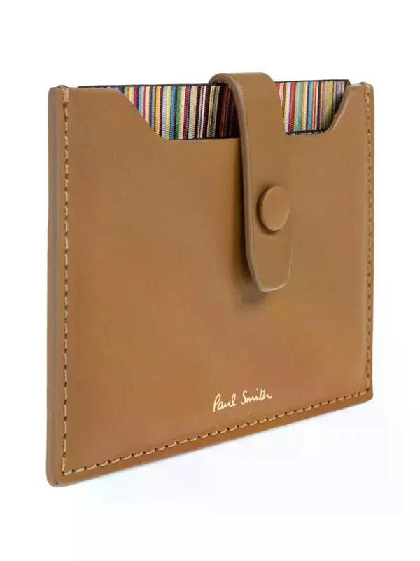 Paul Smith Snap-button-closure Striped-detail Card Holder - Brown