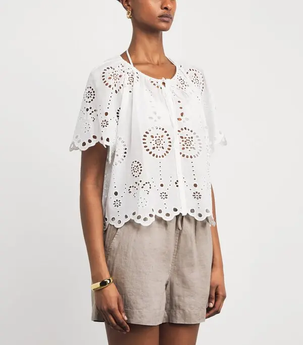 Matteau Cotton Broderie Anglaise Blouse - White