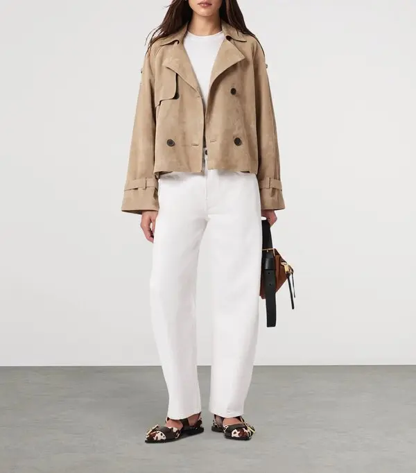 ALLSAINTS Suede Reed Trench Jacket - Brown