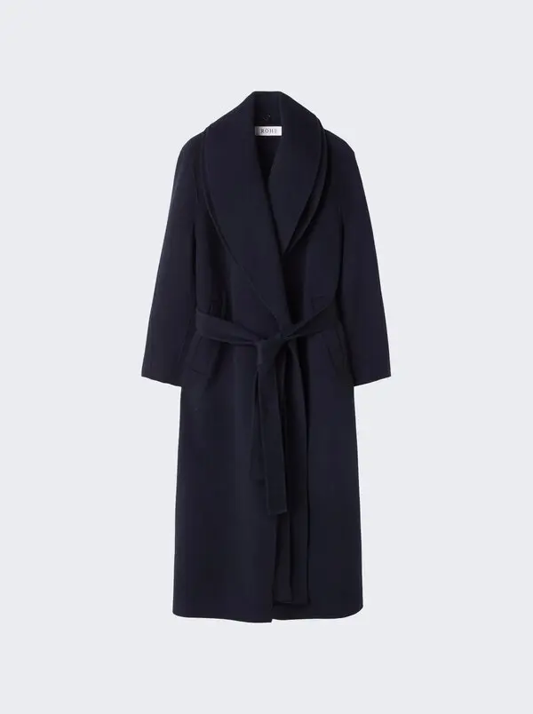 RÃHE Signature Double Faced Scarf Coat - Navy