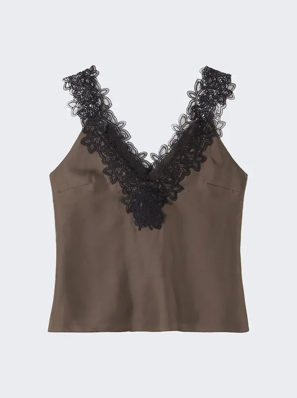 RÃHE Silk Lace V-neck Top