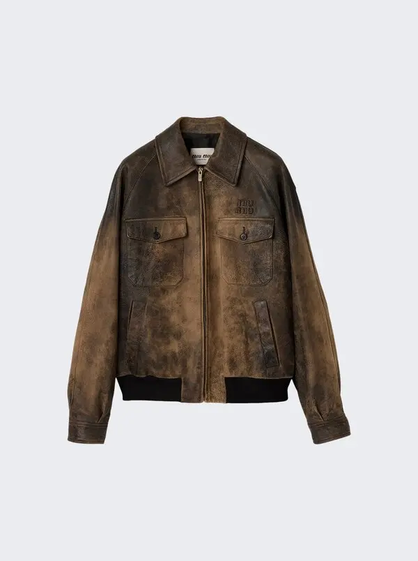 Miu Miu Waxed Suede Leather Jacket