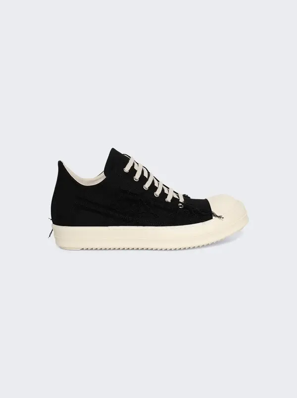 Rick Owens Slashed Denim Low-top Sneakers