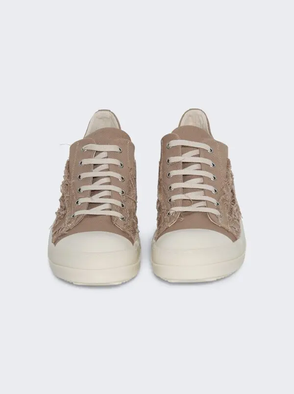 Rick Owens Slashed Denim Low-top Sneakers