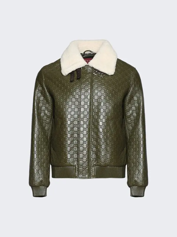 Gucci Gg Embossed Bonded Leather Bomber