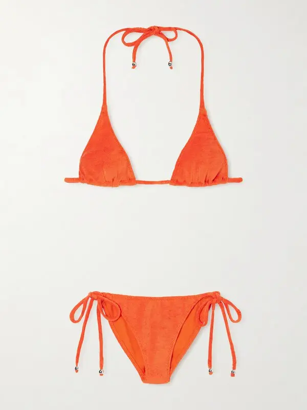 Lisa Marie Fernandez Pamela Embellished Terry Triangle Bikini - Orange