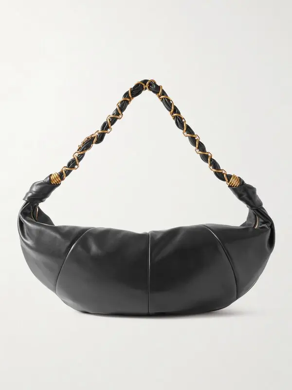Saint Laurent Amalia Leather Shoulder Bag - Black